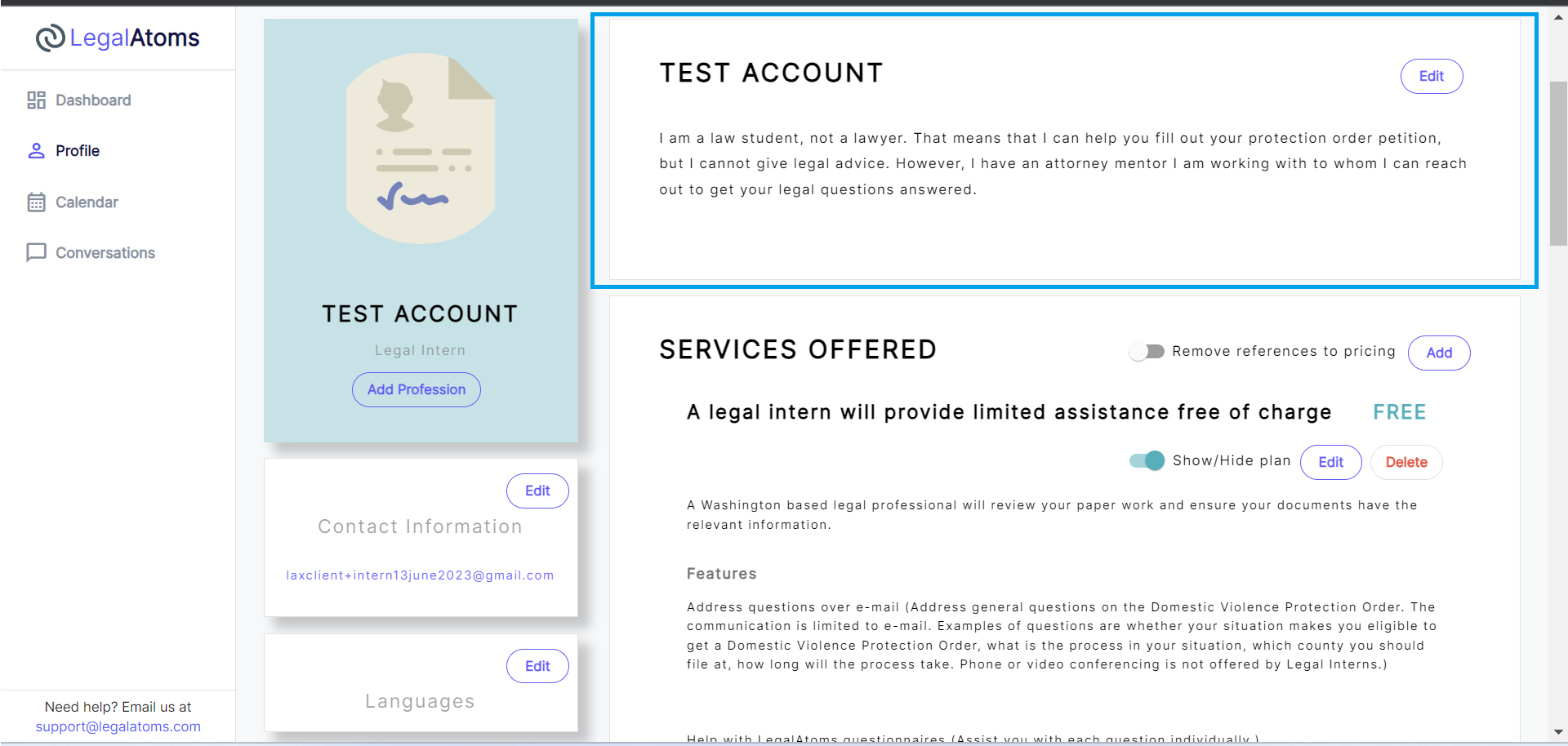 Setup a Profile as a Professional | LegalAtoms