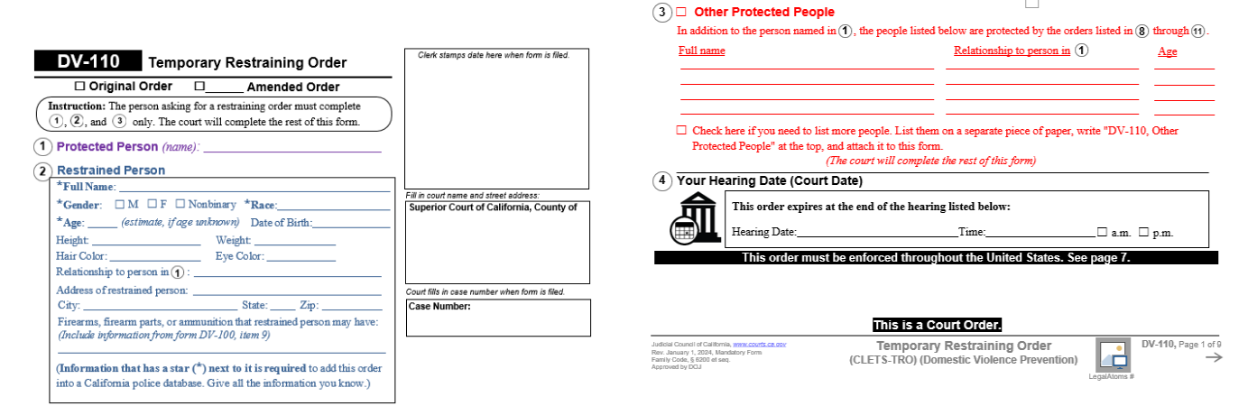 How the Domestic Violence Restraining Order (DVRO) Court Forms are ...