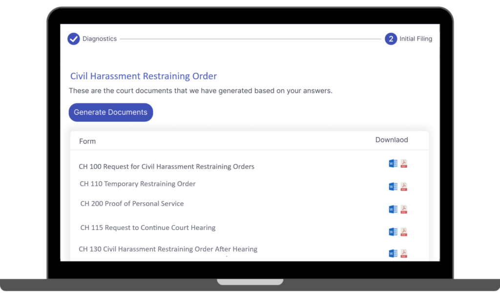 Civil Harassment Restraining Order California - Create & E-file