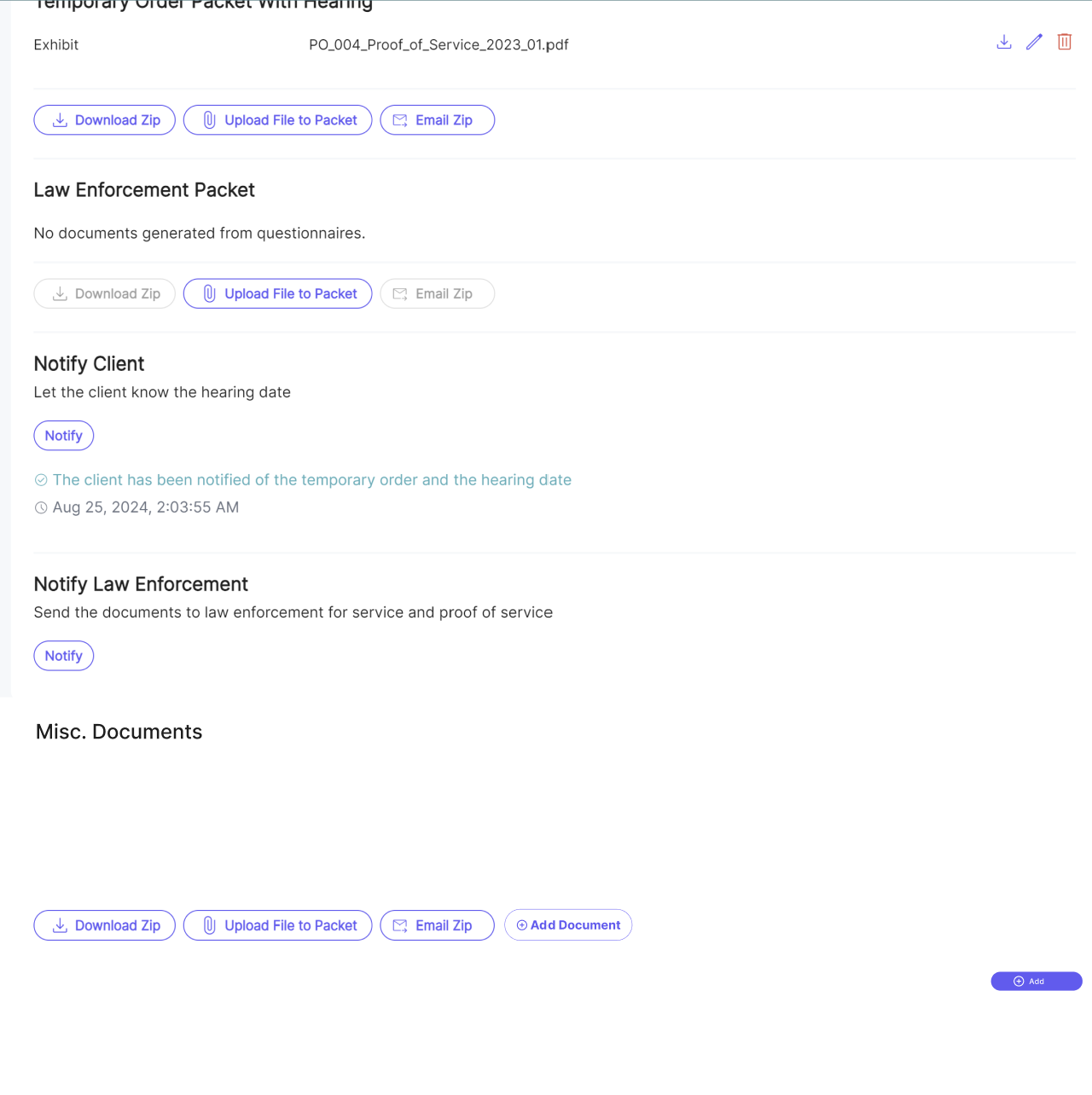 Clerks and Judges to add Misc Sections and Documents | LegalAtoms
