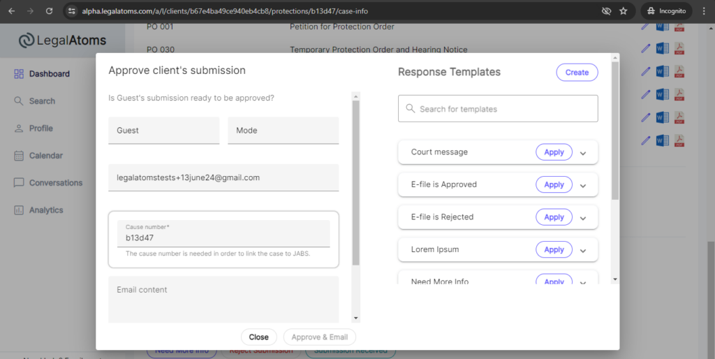 Templates for responses to clients | LegalAtoms