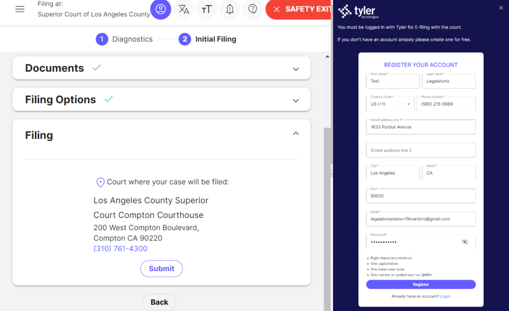 How registered users can register on Tyler just before e-filing ...