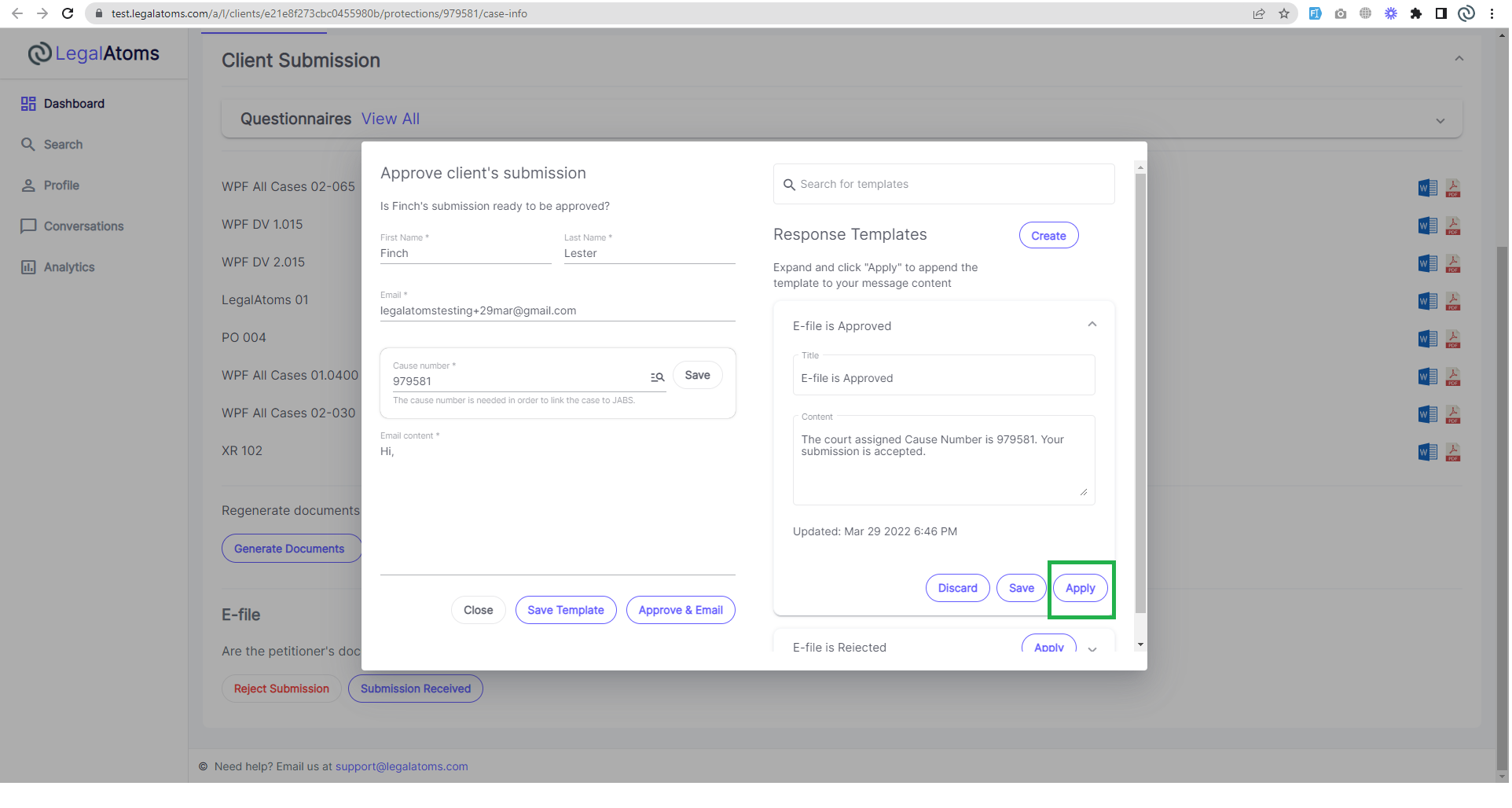 Templates for responses to clients | LegalAtoms