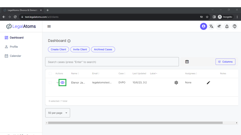 How to view your client’s application | LegalAtoms